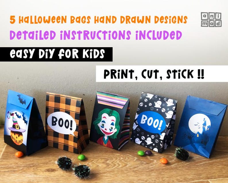 Halloween Treat Bag Printable: DIY Candy Bag for Kids (PDF Download, 5 ...