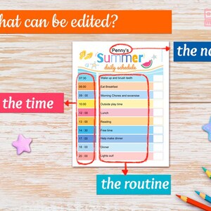 Editable Summer Daily Schedule for Kids: Printable Checklist (PDF ...
