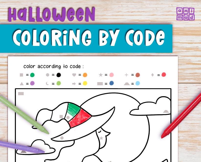 HALLOWEEN Coloring Pages by Code for Preschool Kids, Simple & Easy ...