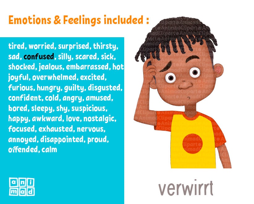 EMOTIONS & FEELINGS Printable Poster for Kids in German, Classroom and ...