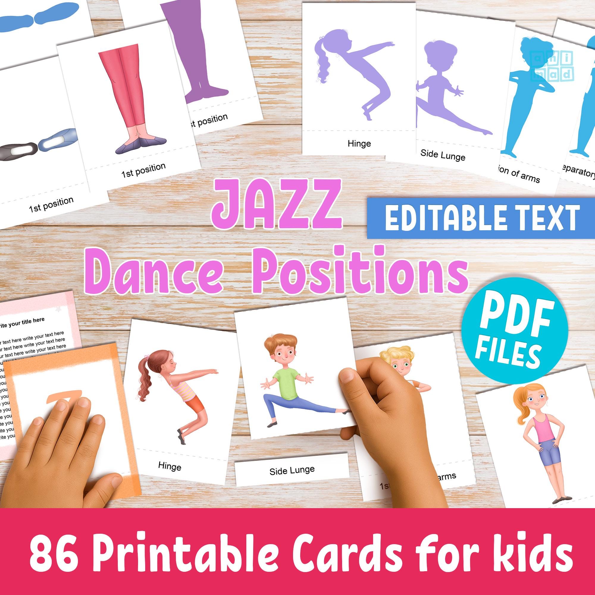 JAZZ DANCE POSITIONS Printable Flashcards for Kids, Positions of Feet ...