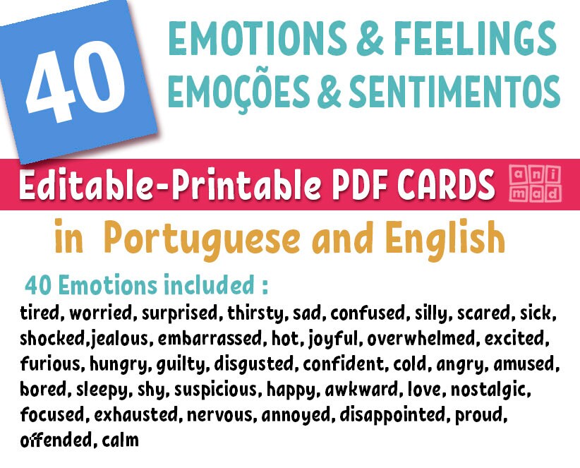EMOTIONS & FEELINGS Printable Flashcards for Preschoool Kids in ...