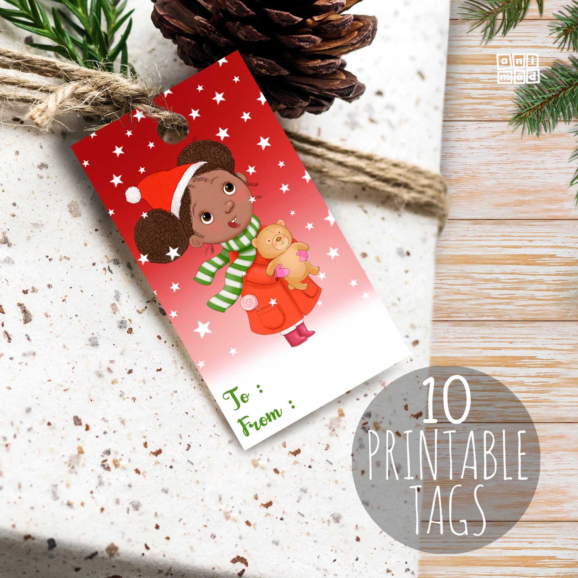 CHRISTMAS Printable Gift Tags for Kids, 10 Designs Gift Tags Set ...