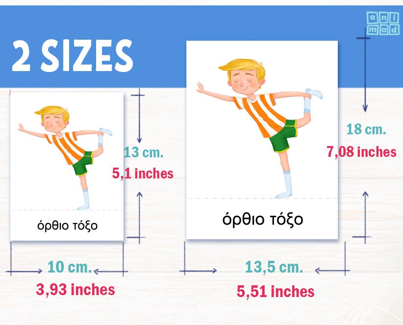 YOGA POSES Printable Flashcards for Kids in Greek and English, 20 ...