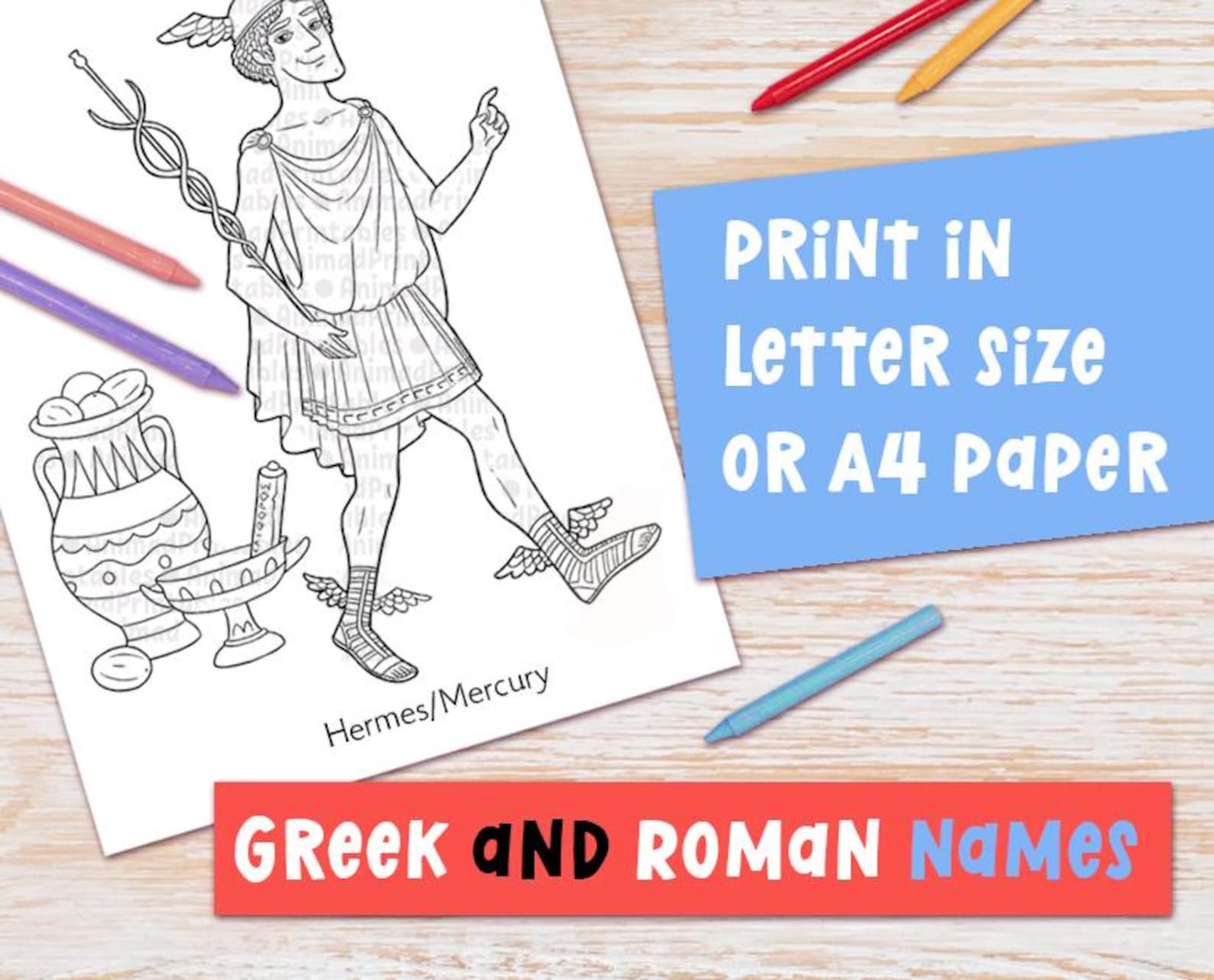 Ancient Greek & Roman Gods Printable Coloring Pages for Kids With ...