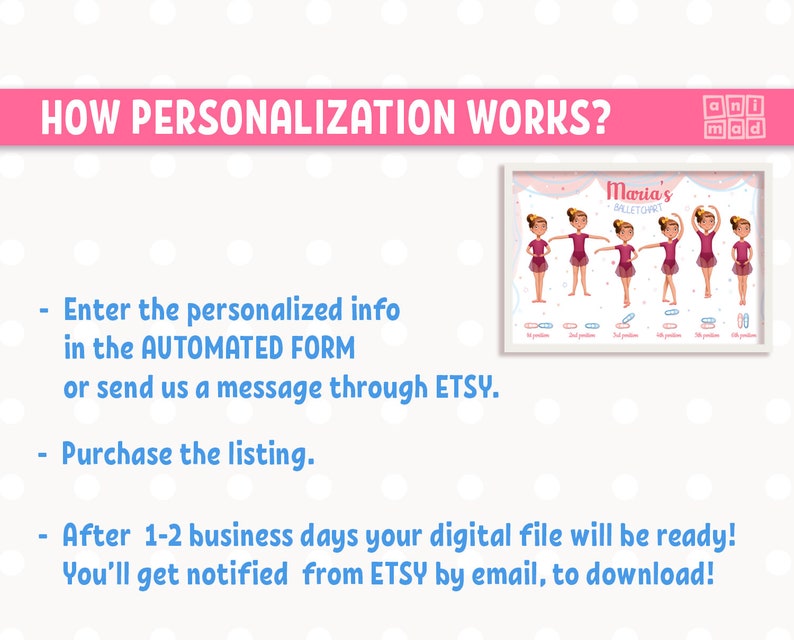 PERSONALISED BALLET Primary POSITIONS Printable Poster for Girls ...