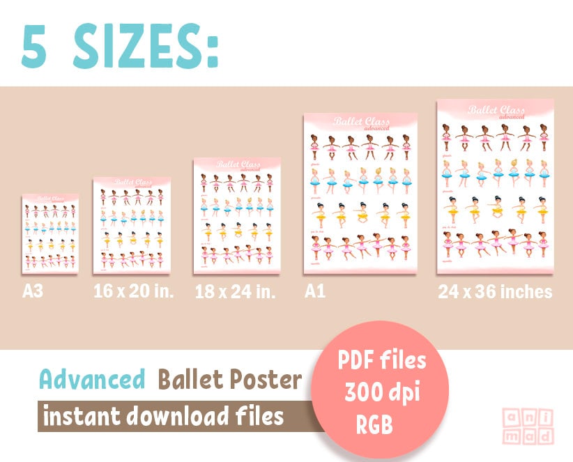 Advanced Ballet Poses Printable Poster for Girls, Educational Classroom ...