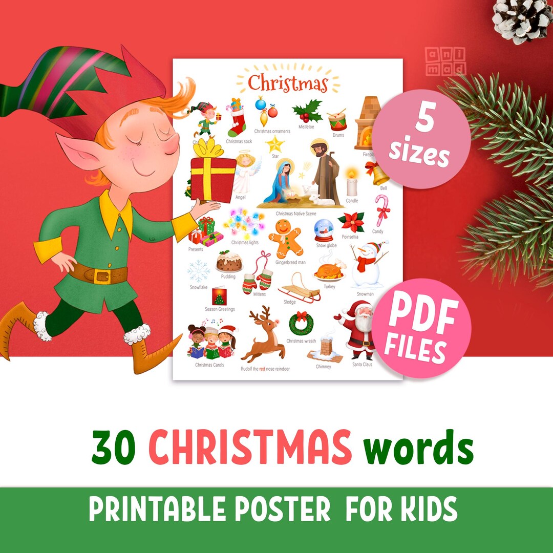 Christmas Vocabulary Poster for Kids, Homeschool & Classroom Decor (PDF ...