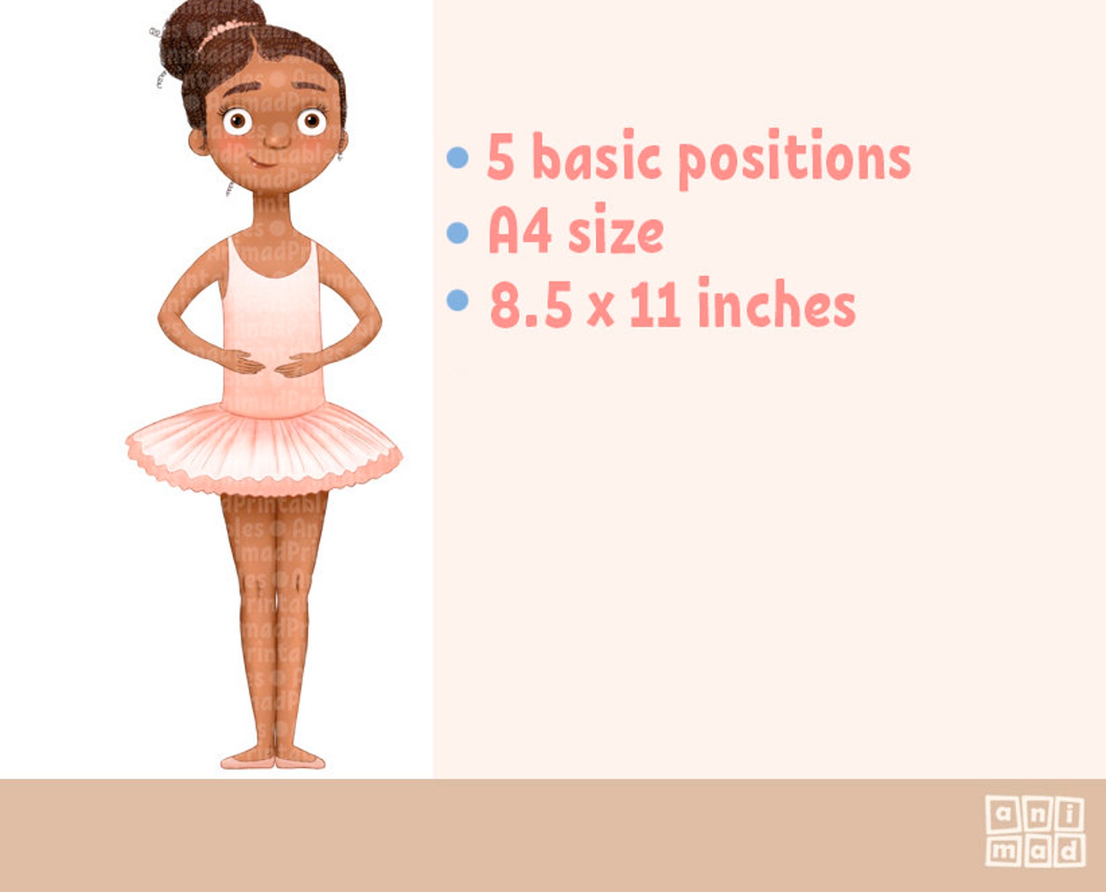 BALLET Primary Positions of Feet Printable Poster for Girls, Diverse ...