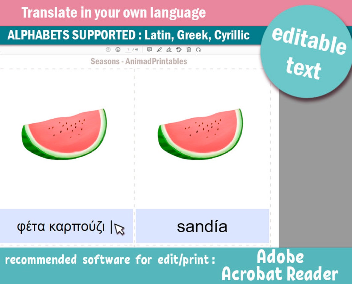 The 4 SEASONS Printable Flashcards for Preschool Kids in SPANISH and ...