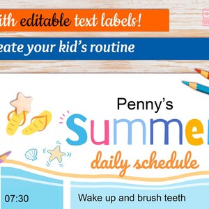 Editable Summer Daily Schedule for Kids: Printable Checklist (PDF ...