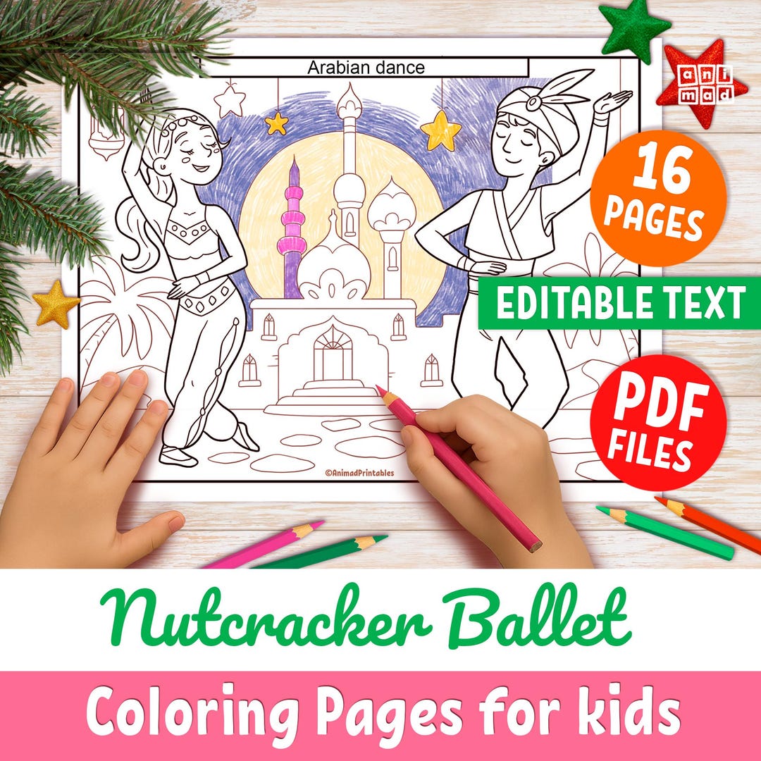 NUTCRACKER Ballet COLORING PAGES for Kids, Christmas Printable Activity ...