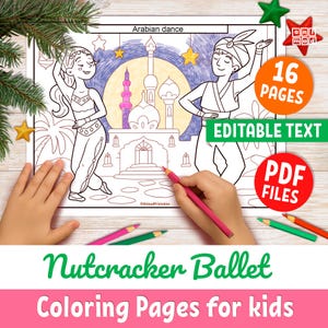 NUTCRACKER Ballet COLORING PAGES for Kids, Christmas Printable Activity ...