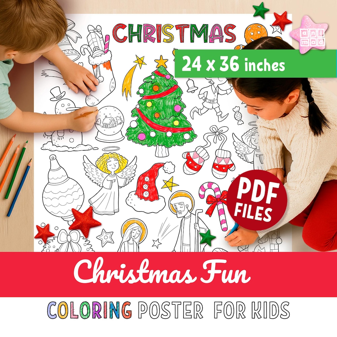 Jumbo Christmas Coloring Poster: Fun Holiday Activity for Kids (PDF ...