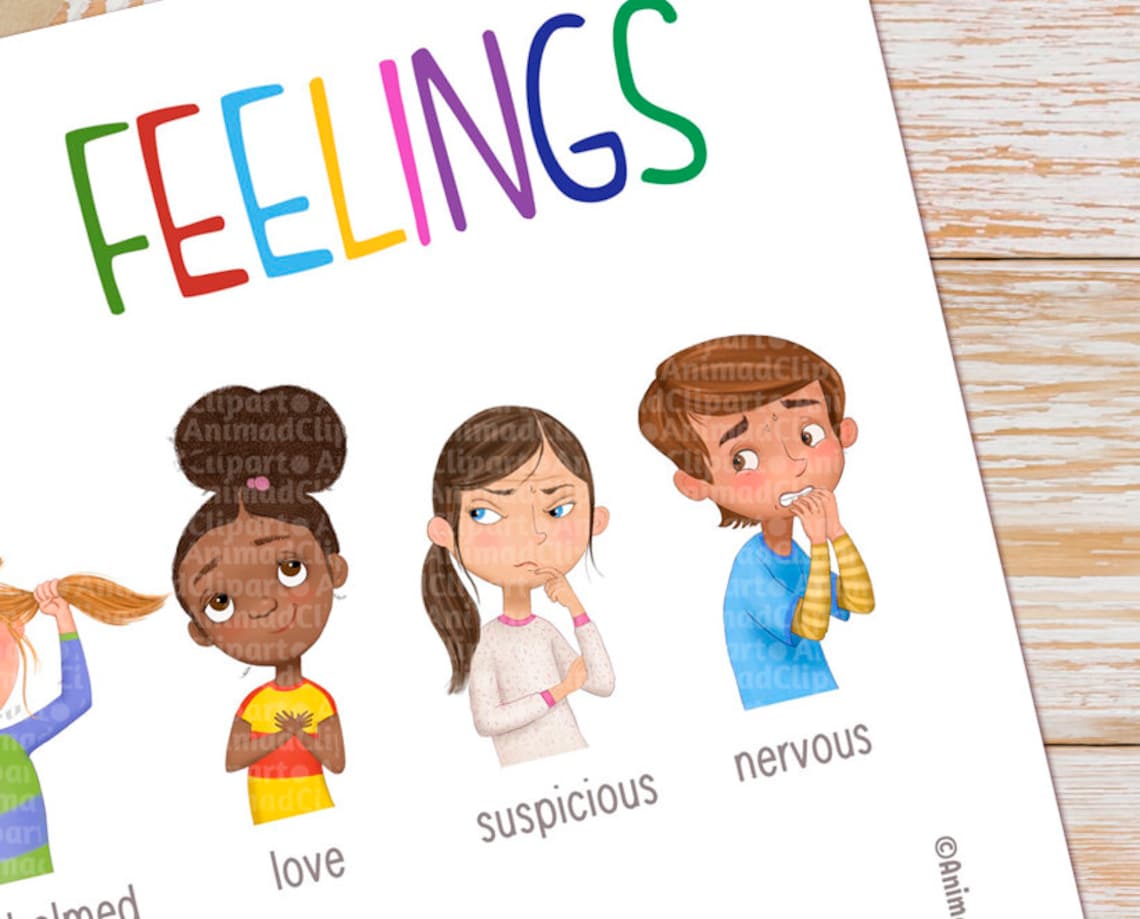 Printable EMOTIONS POSTER for Kids in English, 40 Diverse Feelings ...