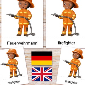 PROFESSIONS Printable Flashcards for Preschool Kids in German & English ...