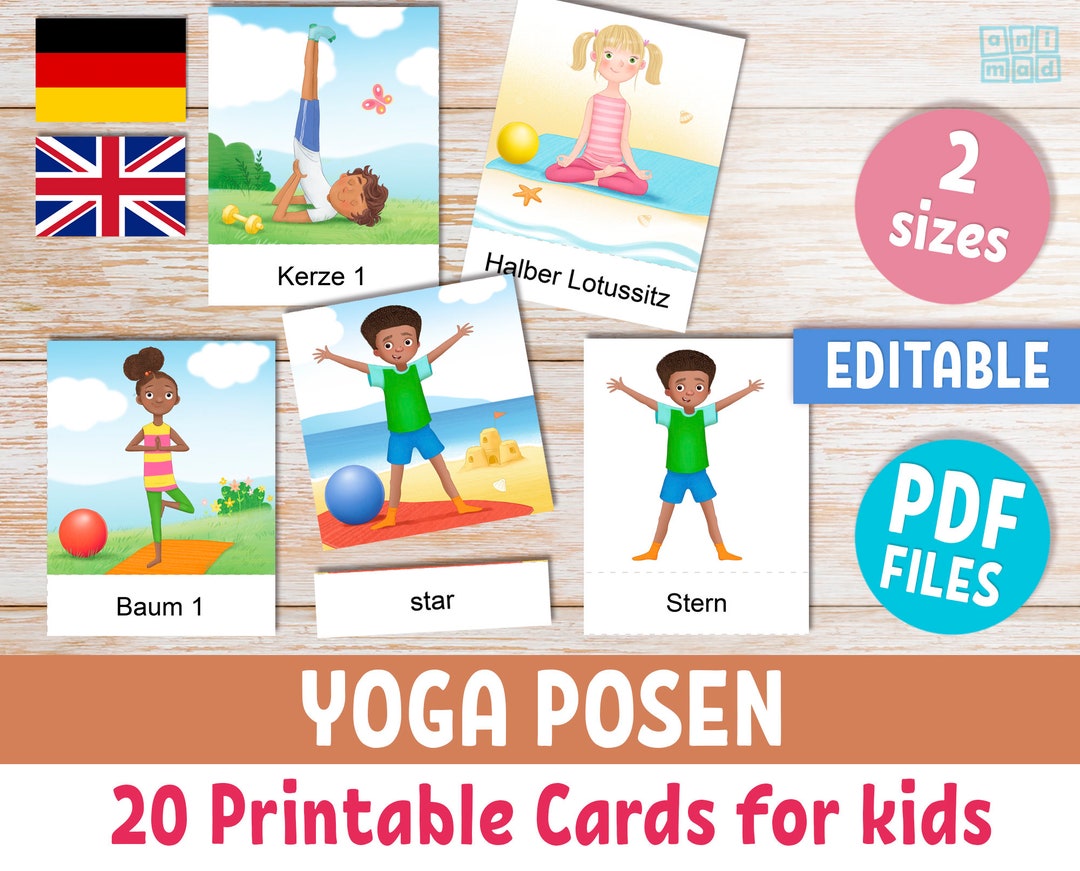 YOGA POSES Printable Flashcards for Preschool Kids in German - Etsy Finland