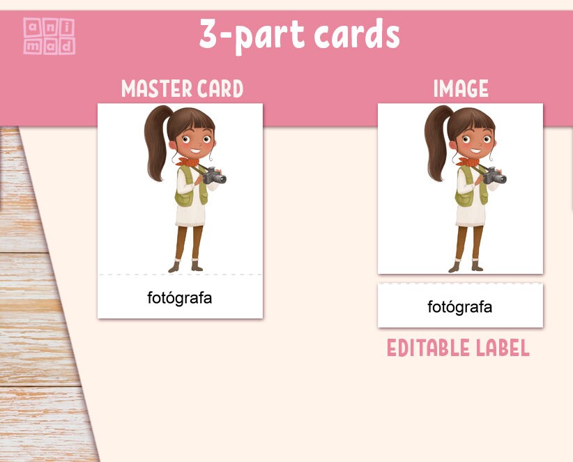 PROFESSIONS Printable Flashcards for Preschool Kids in Spanish and ...