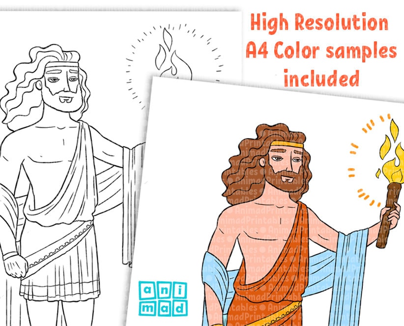 Ancient Greek & Roman Gods Printable Coloring Pages for Kids, Preschool ...