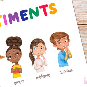 EMOTIONS & FEELINGS Printable Poster for Preschool Kids in FRENCH ...