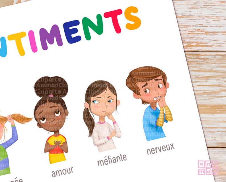 Emotions & Feelings Printable Poster for Preschool Kids in FRENCH ...