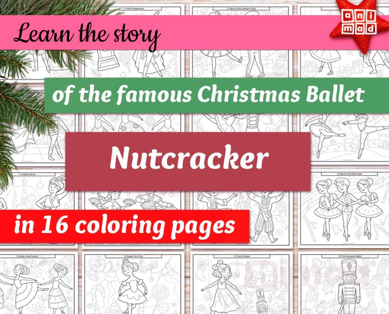 NUTCRACKER Ballet COLORING PAGES for Kids, Christmas Printable Activity ...