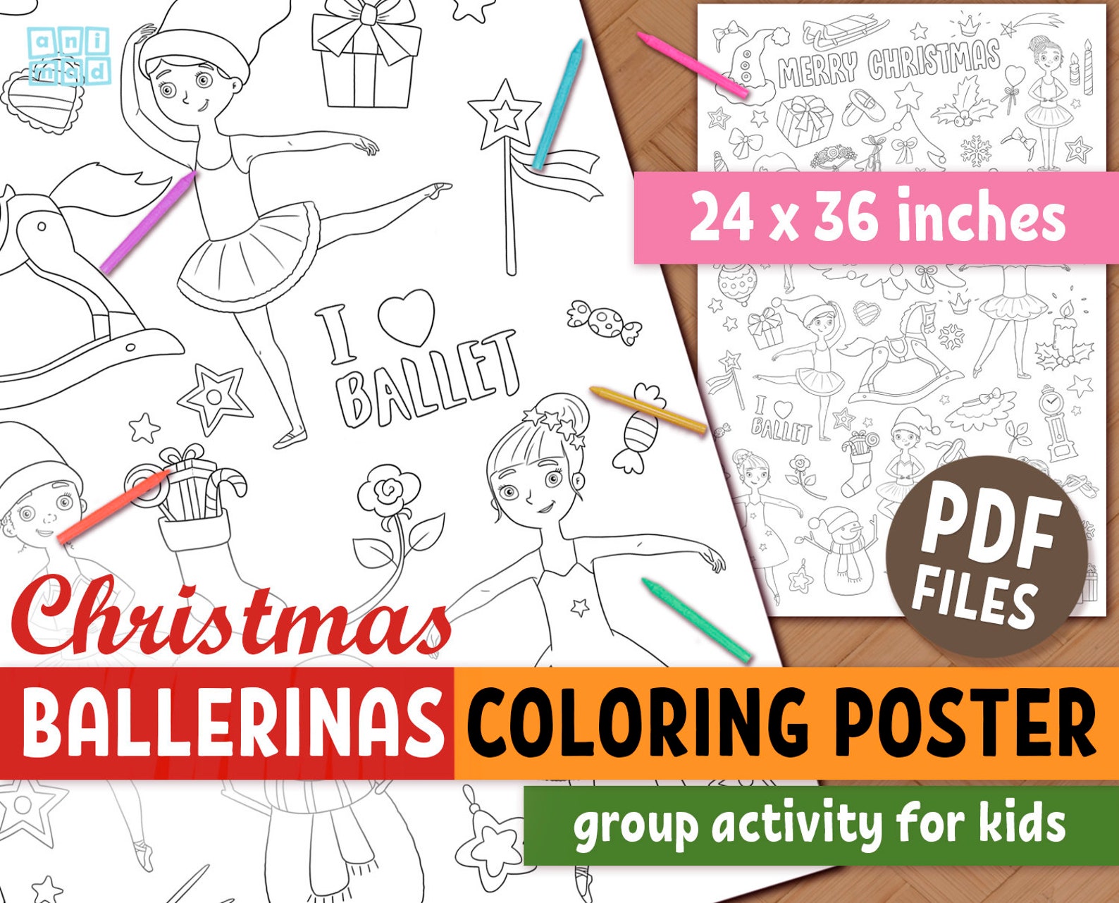 CHRISTMAS BALLERINAS Printable Coloring Poster for Girls - Etsy