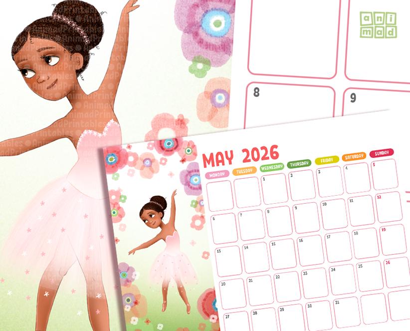2026 Ballerina Calendar: Hand-drawn Ballet Monthly Planner (digital PDF ...