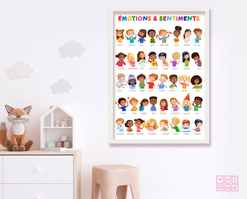 EMOTIONS & FEELINGS Printable Poster for Preschool Kids in FRENCH ...