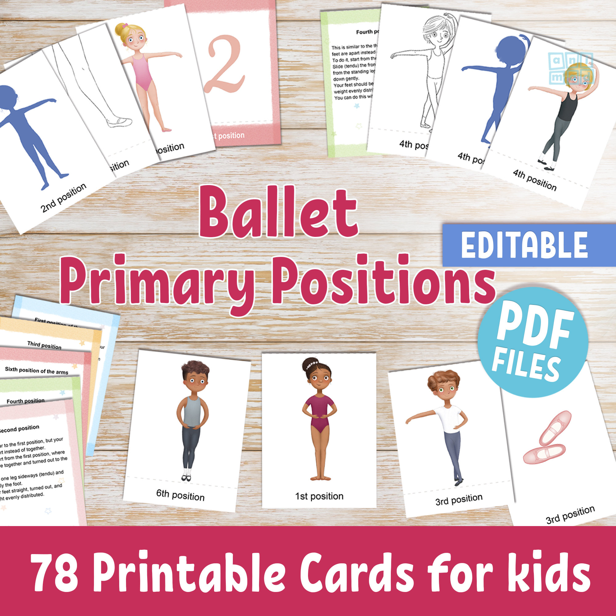 Ballet Primary Positions Printable Flashcards for Boys and Girls, 78 ...