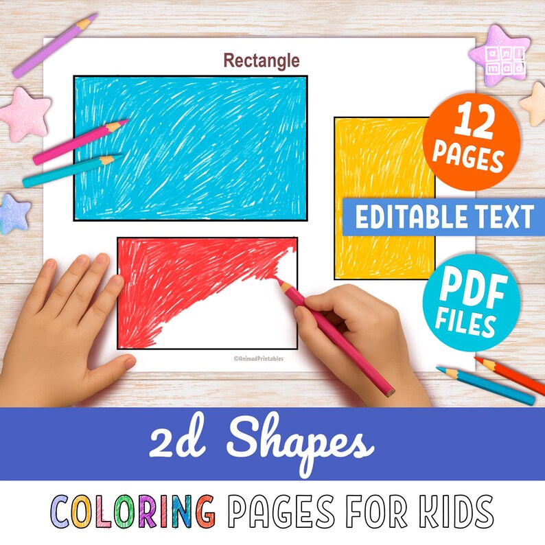 2D Shapes Coloring Pages for Kids: Matching, Cut & Paste Activity ...