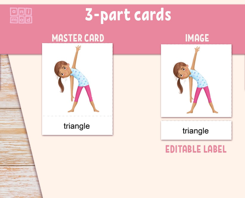 YOGA POSES Printable Flashcards for Kids in French & English, 20 ...