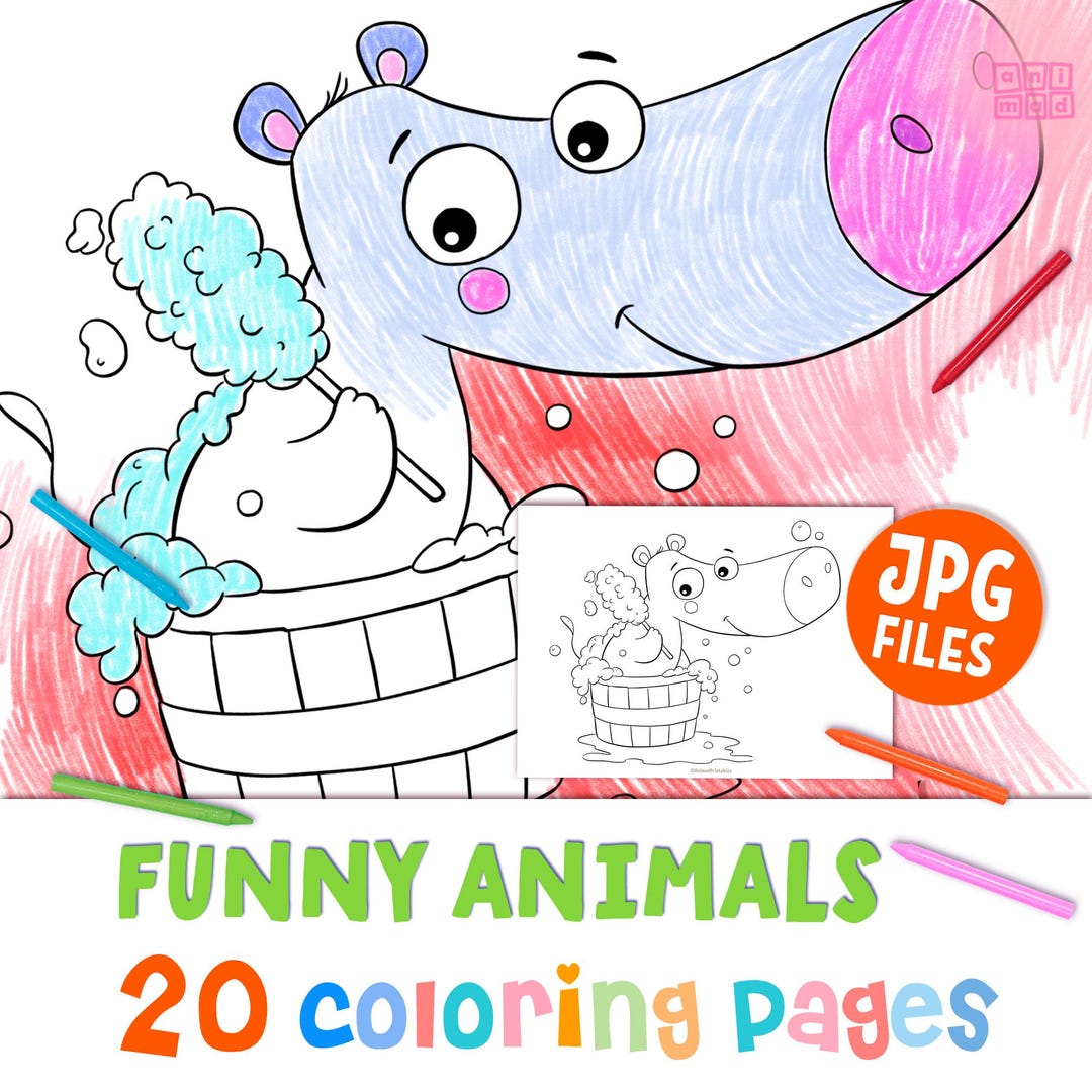 FUNNY ANIMALS Easy Coloring Pages for Preschool Kids, Simple & Cute ...