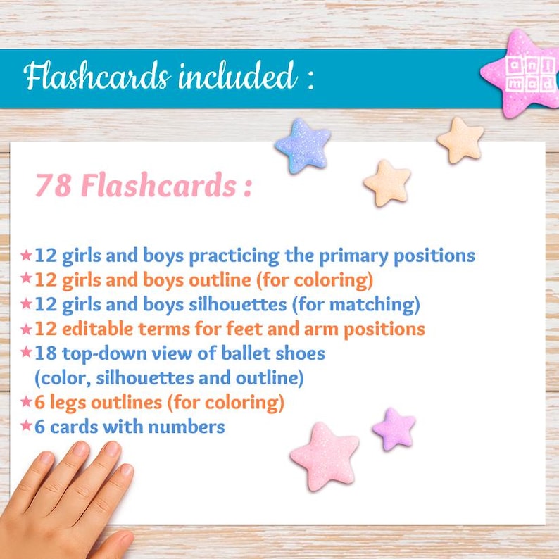 Ballet Primary Positions Printable Flashcards for Boys and Girls, 78 ...