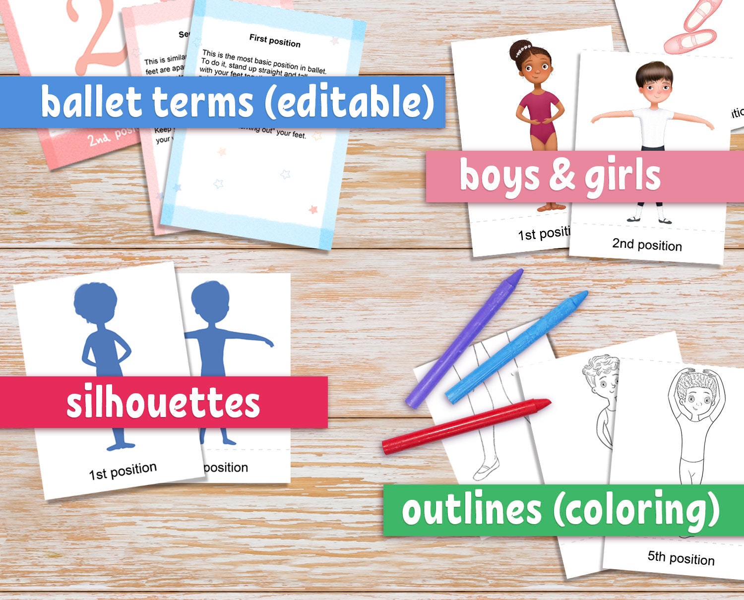 Ballet Primary Positions Printable Flashcards for Boys and Girls, 78 ...