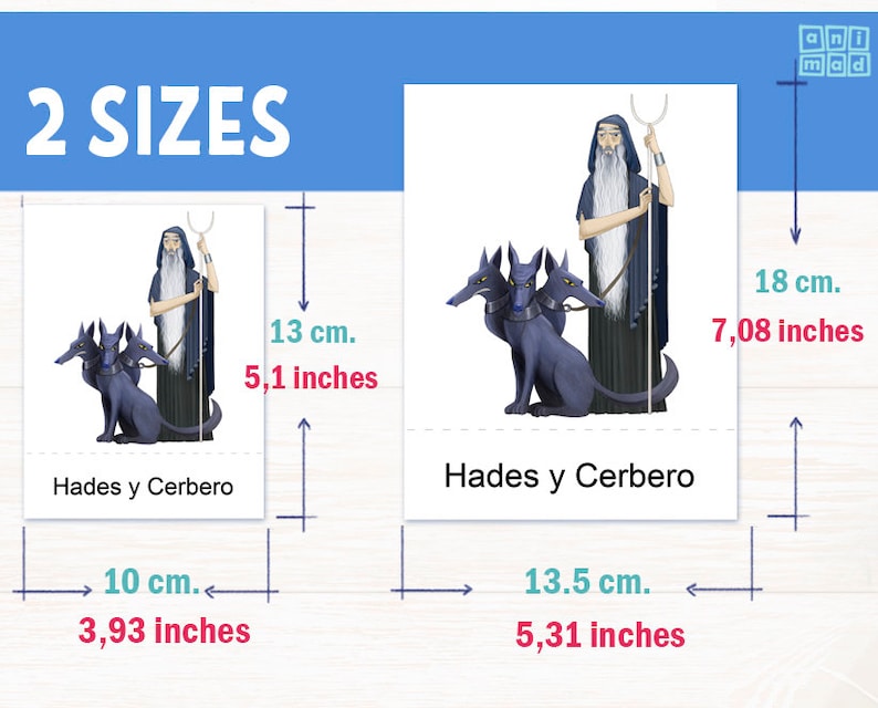 GREEK GODS Printable Flashcards for Kids in Spanish and English, 18 ...