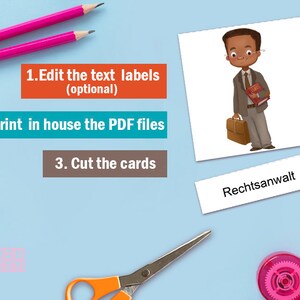 PROFESSIONS Printable Flashcards for Preschool Kids in German & English ...