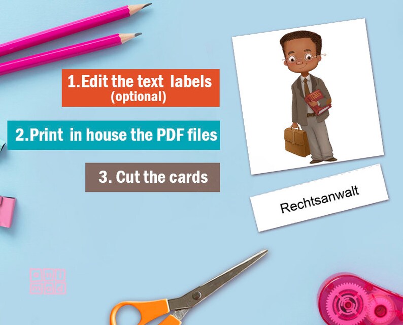 PROFESSIONS Printable Flashcards for Preschool Kids in German & English ...