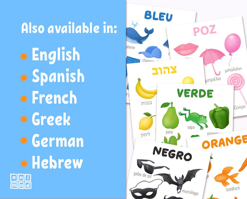 COLORS Printable Posters for Preschool Kids in PORTUGUESE, Set of 12 ...