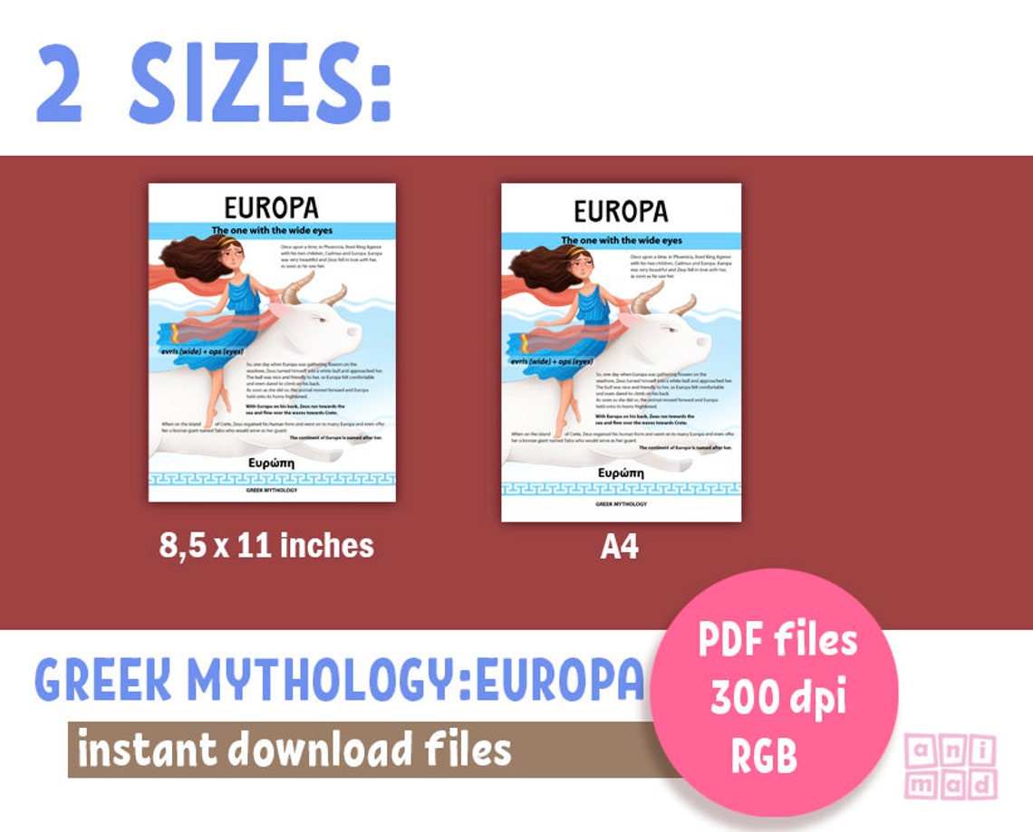 GREEK MYTHS Printable Info Posters for Kids Bundle, Greek Mythology ...