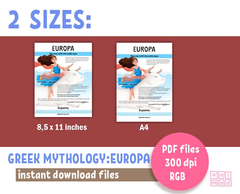 GREEK MYTHS Printable Info Posters for Kids Bundle, Greek Mythology ...