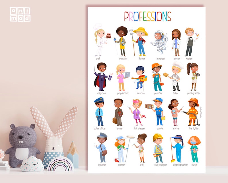 PROFESSIONS Printable Poster for Preschool Kids, Community Helpers ...