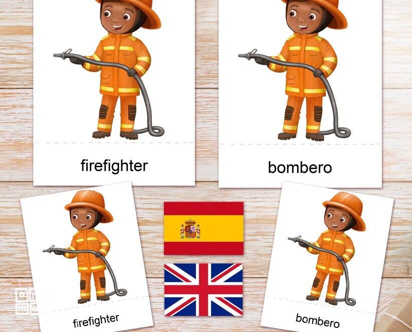 PROFESSIONS Printable Flashcards for Preschool Kids in Spanish and ...