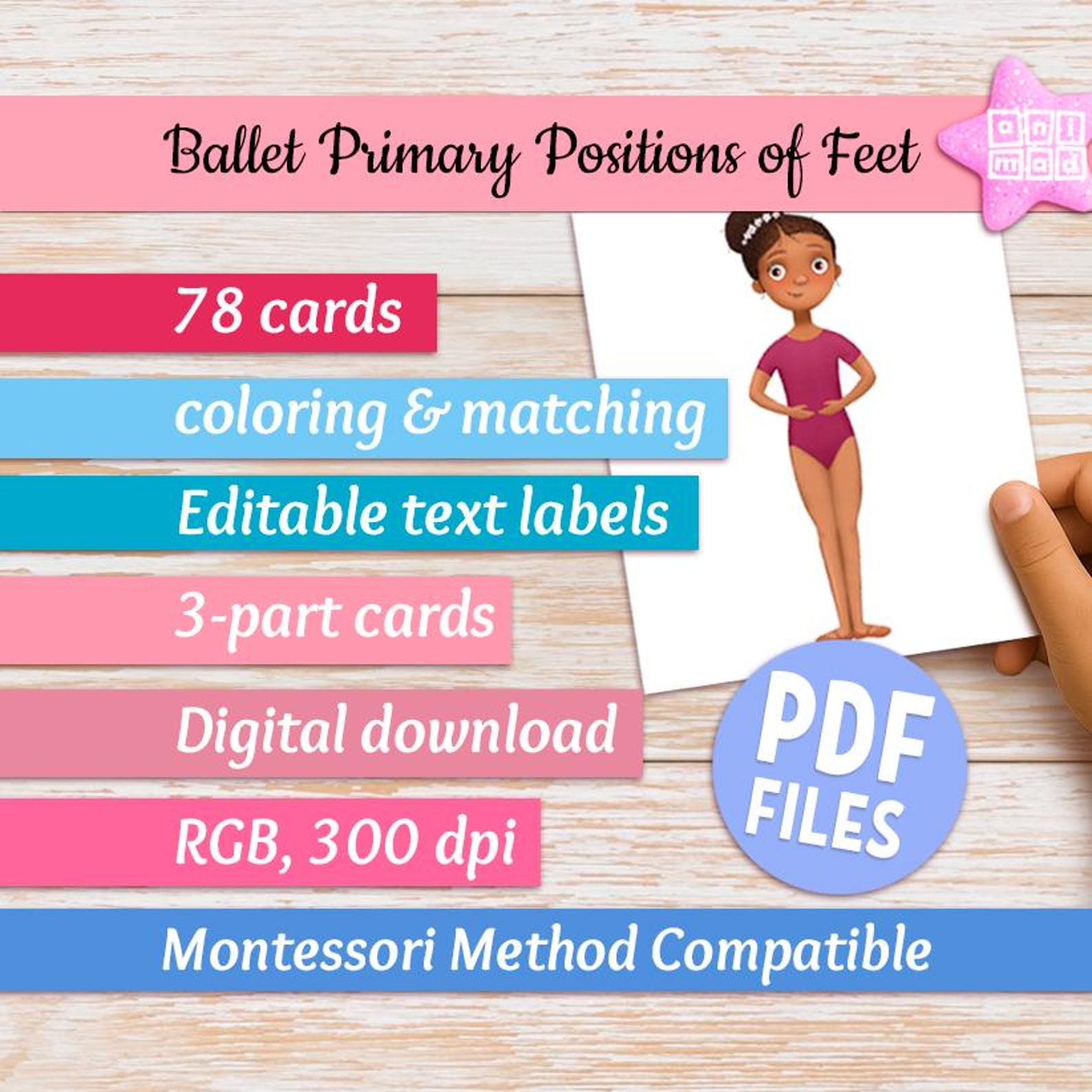 Ballet Primary Positions Printable Flashcards for Boys and Girls, 78 ...