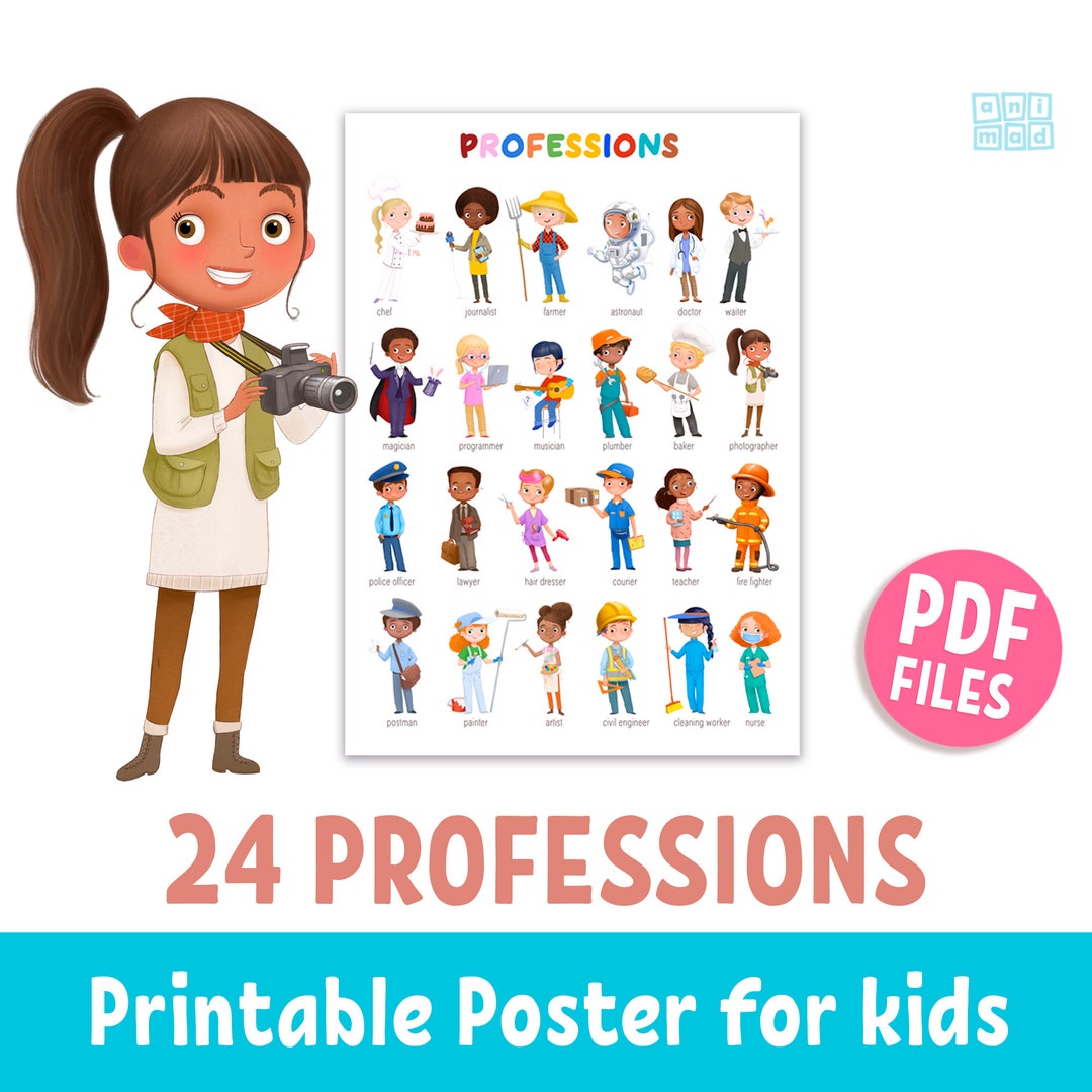 PROFESSIONS Printable Poster for Preschool Kids, Community Helpers ...