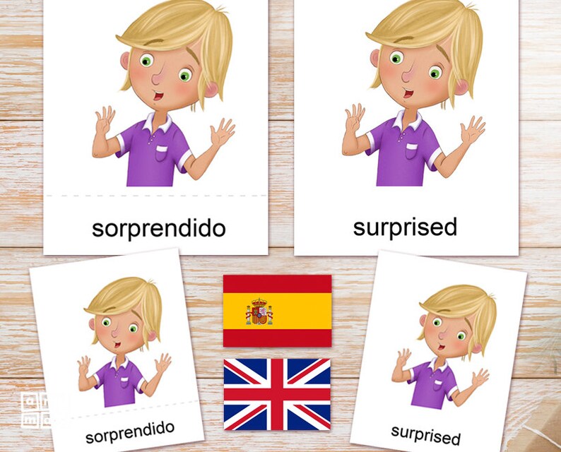 EMOTIONS and FEELINGS Printable Flashcards in Spanish & English for ...