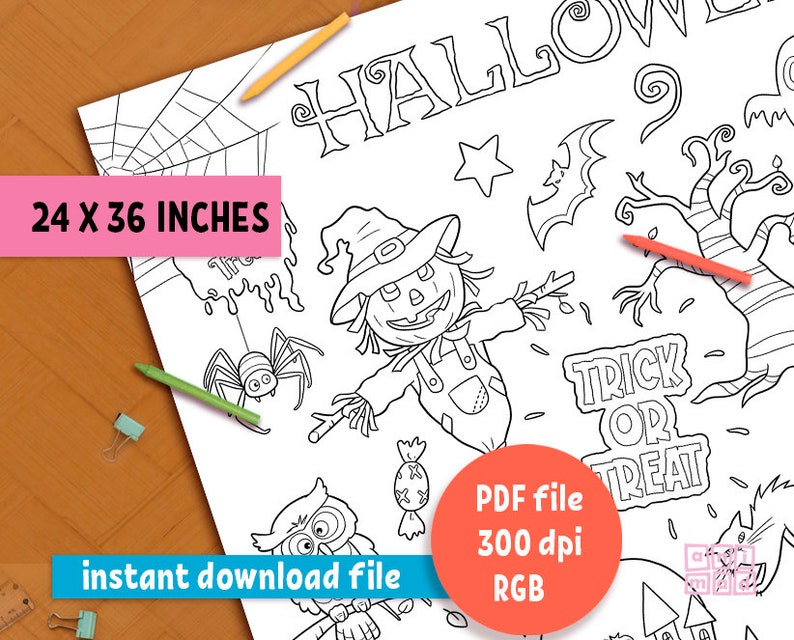 Jumbo Halloween Coloring Poster for Kids: Classroom & Homeschool ...