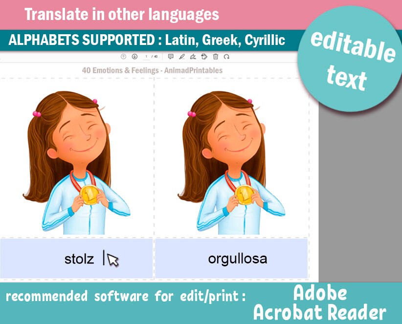 EMOTIONS & FEELINGS Printable Flashcards for Kids in German - Etsy