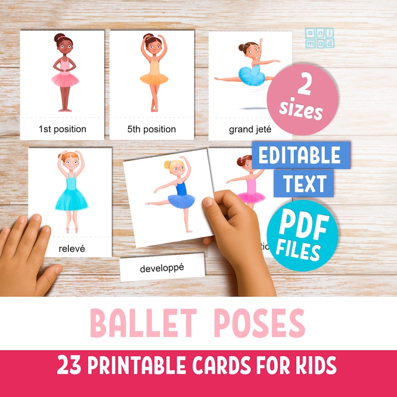 BALLET Poses Printable CARDS for Girls, 23 Montessori Ballerinas Cards ...