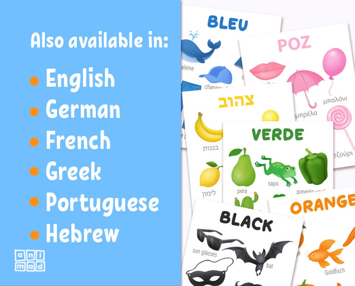 COLORS Printable Posters for Preschool Kids in SPANISH, Set of 12 ...